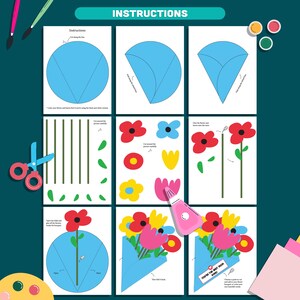Mother's Day Paper Flower Bouquet Craft – 10-page Printable With Pre ...