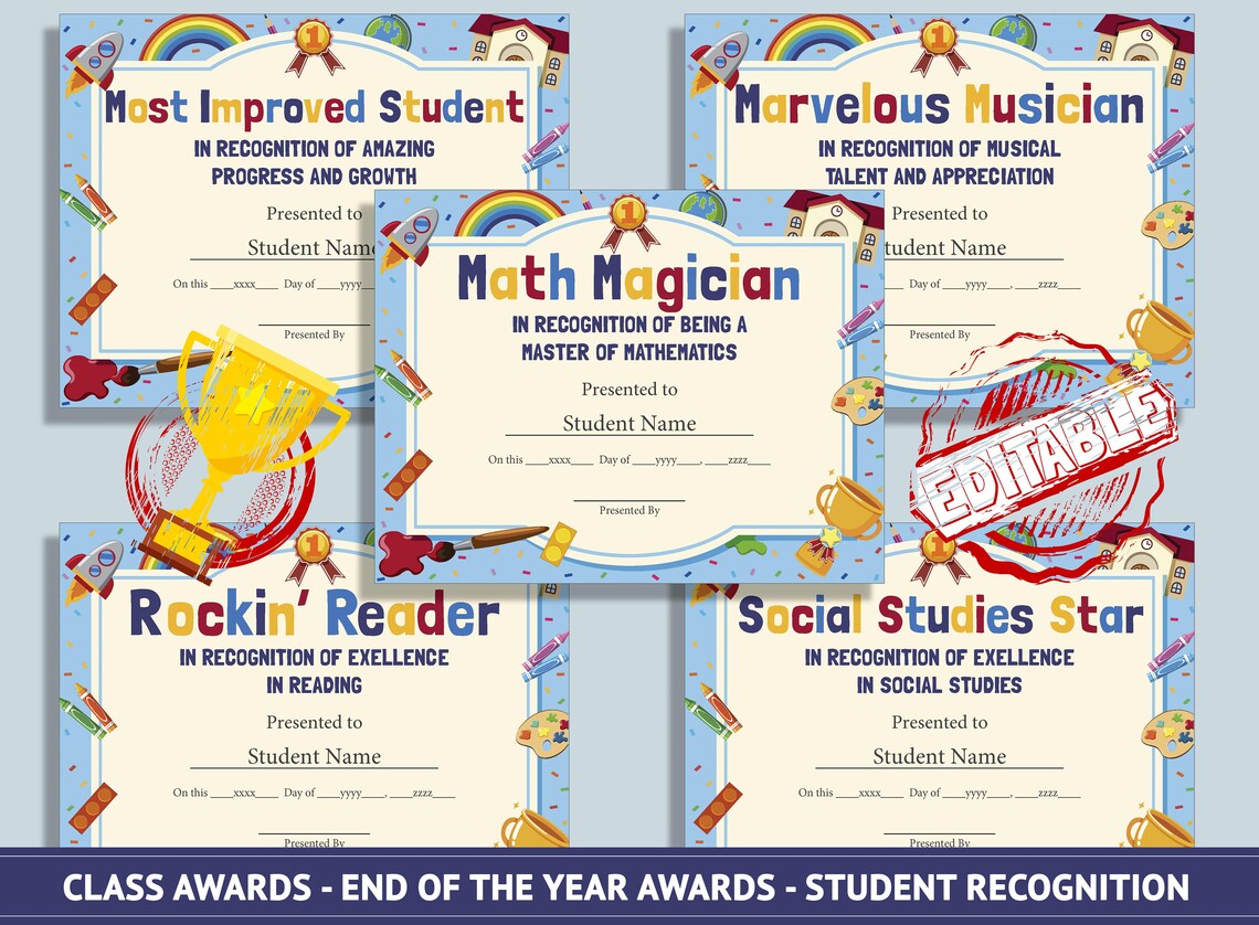 Editable Preschool End of the Year Awards Classroom Awards - Etsy