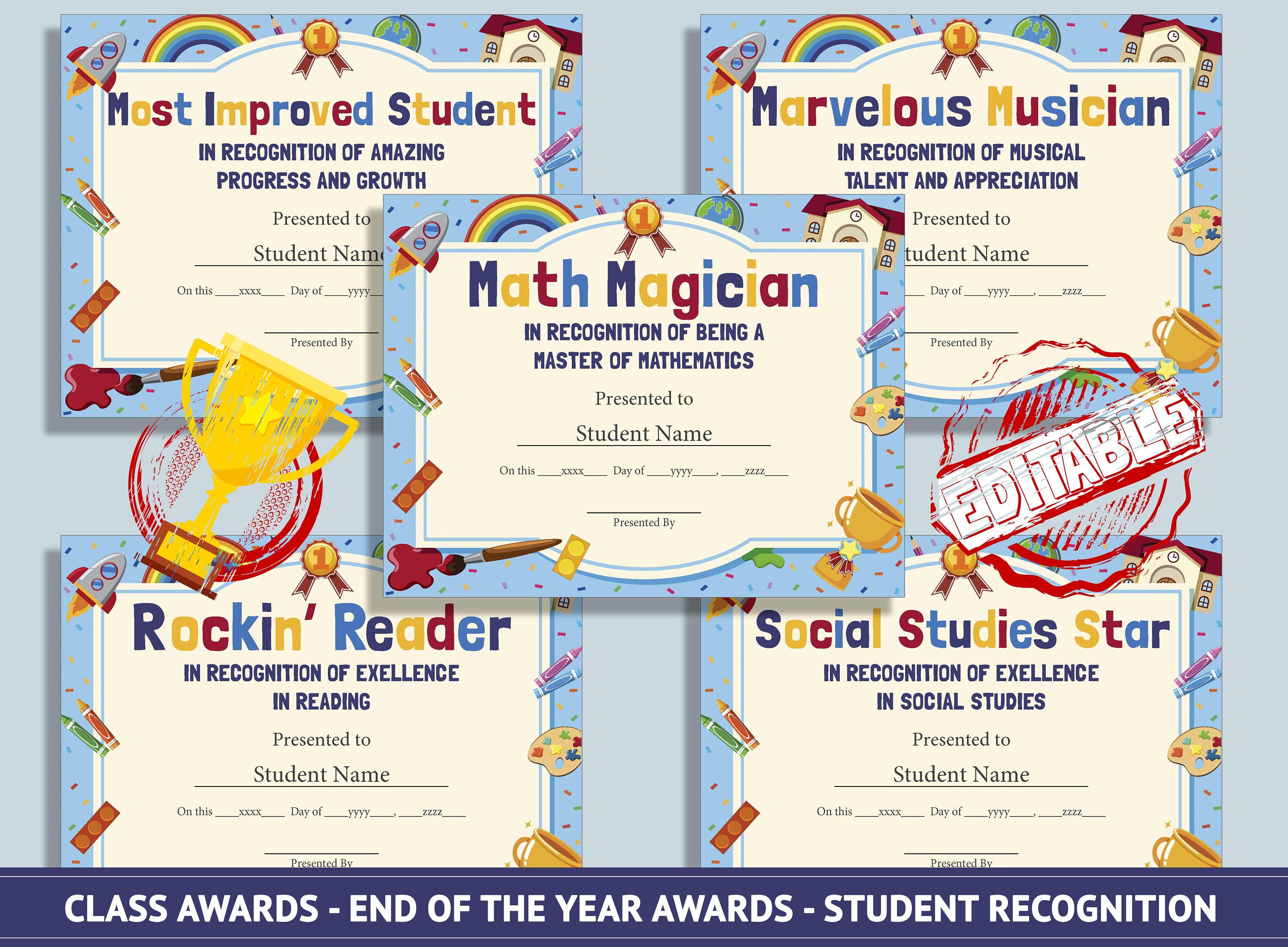 Editable Preschool End of the Year Awards, Classroom Awards, Student ...