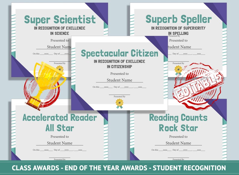Editable End of School Year Awards End of the Year Awards - Etsy