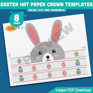 Easter Hat Paper Crown Templates, Printable Headband Craft for Kids ...