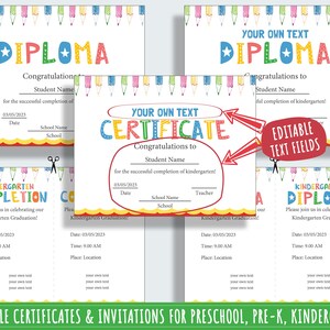 Fun and Colorful Certificate and Invitation Collection: 37 Editable ...