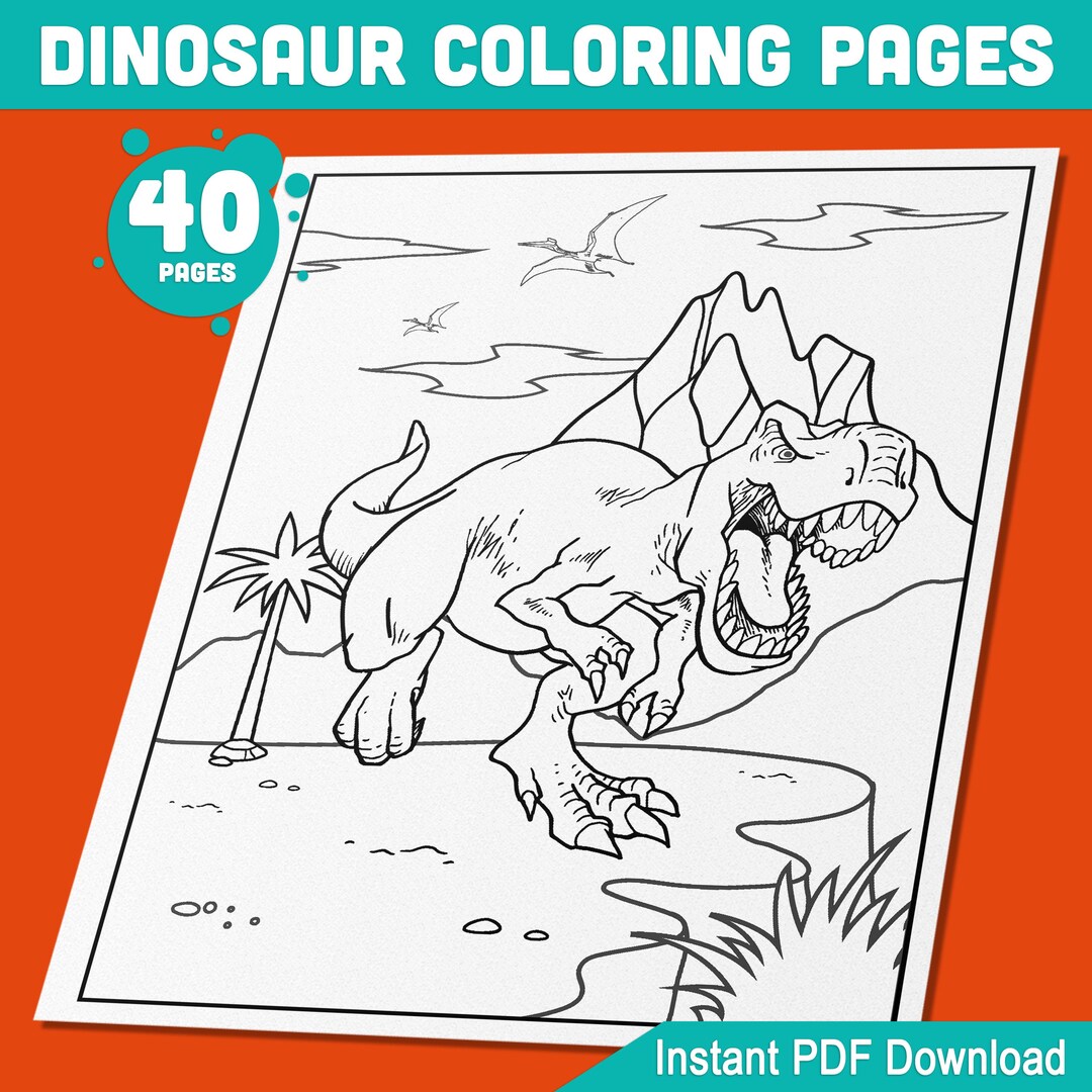 Dinosaur Coloring Pages: 40 Fun Activity Sheets for Boys, Teens, and ...