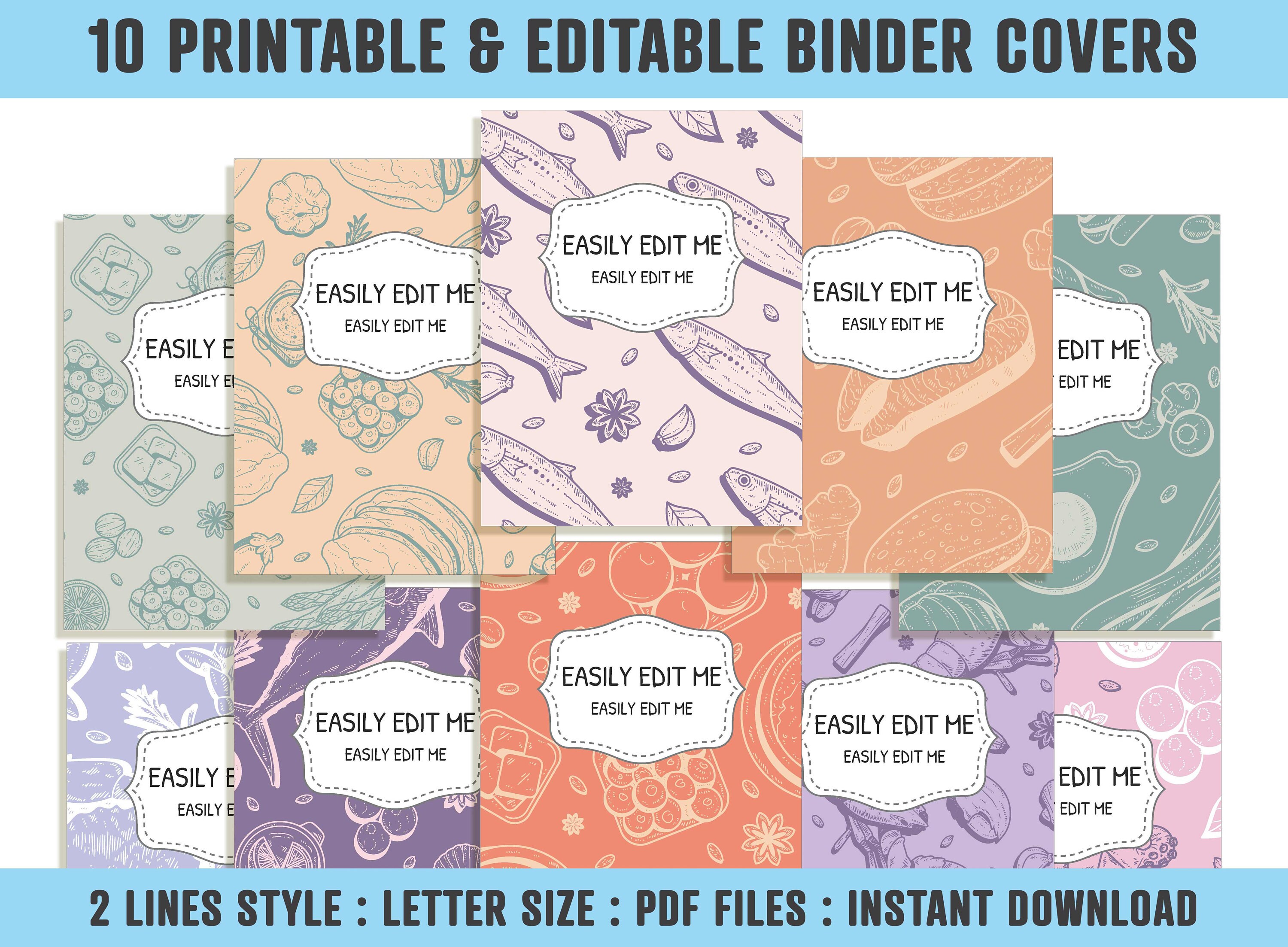 Healthy Food Binder Cover 10 Printable & Editable Binder - Etsy