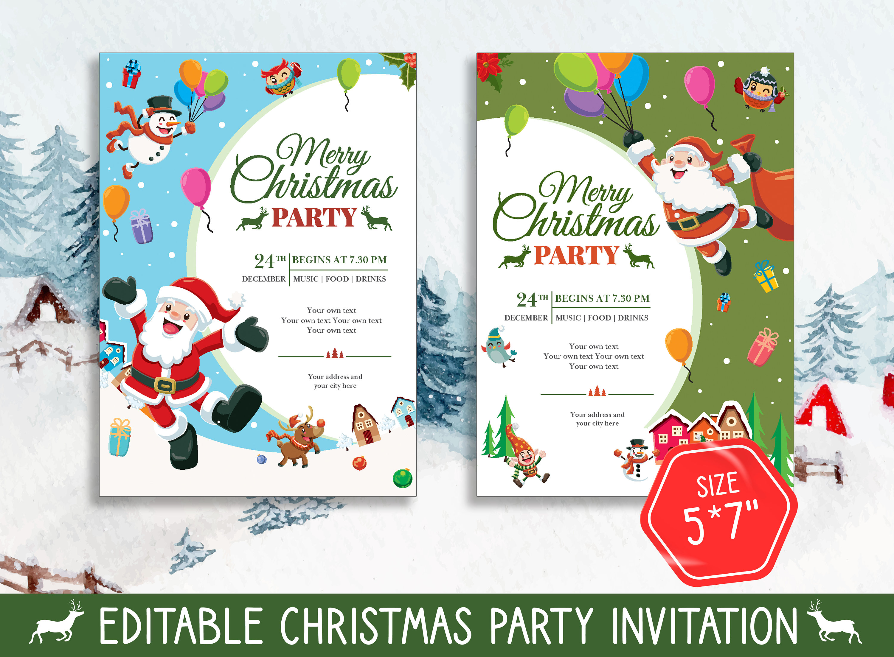 Editable Christmas Party Letter to Parents and Invitations 2 Designs, 2 ...