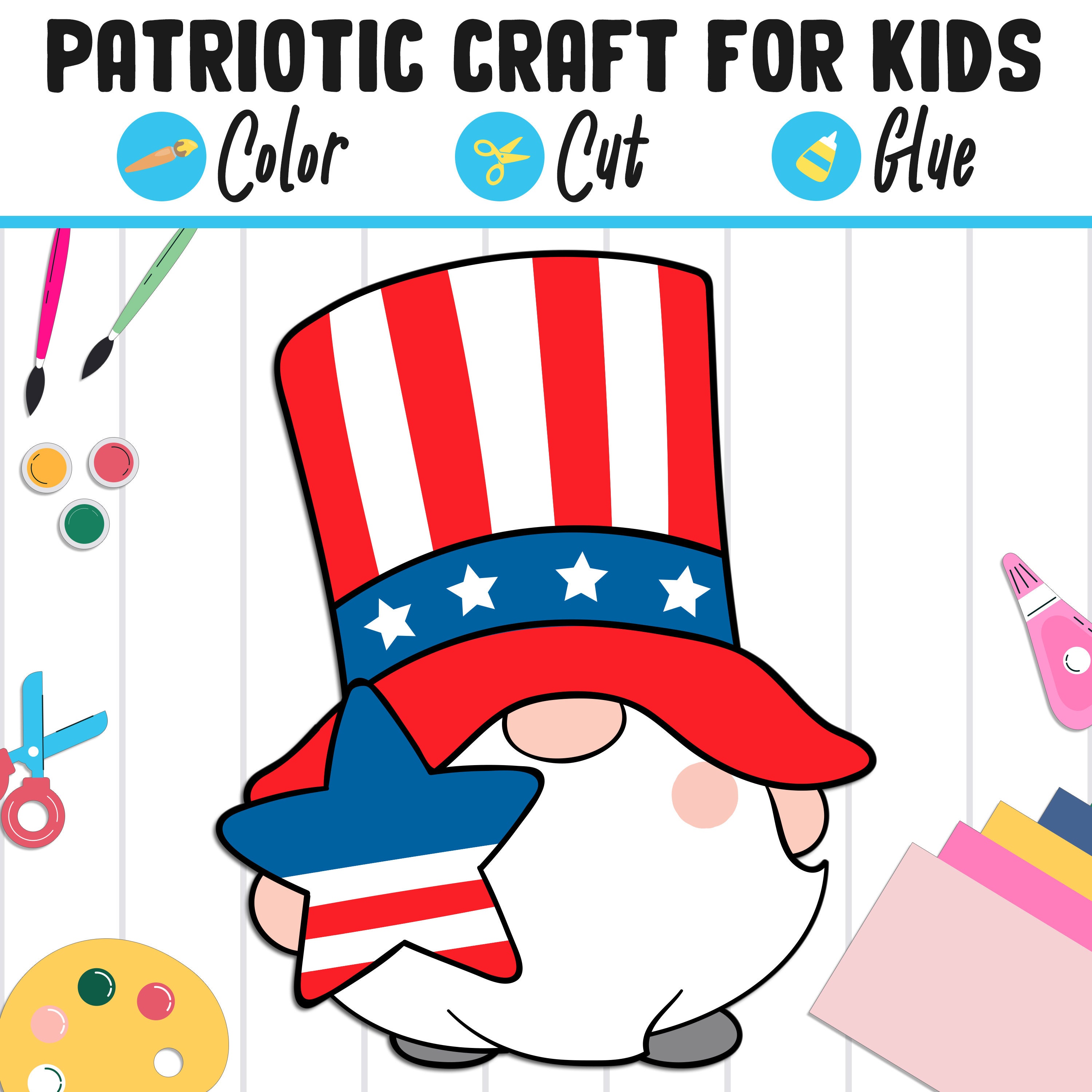 Patriotic Craft for Kids : Color, Cut, and Glue, a Fun 4th of July ...