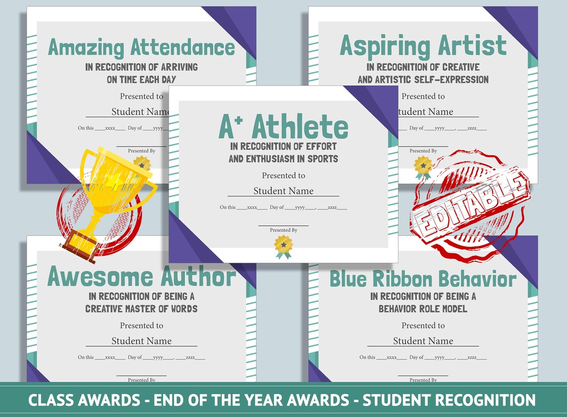 Editable End of School Year Awards End of the Year Awards - Etsy