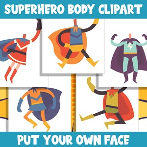 Superhero Body Clipart Collection – DIY Craft! Add Your Face to ...