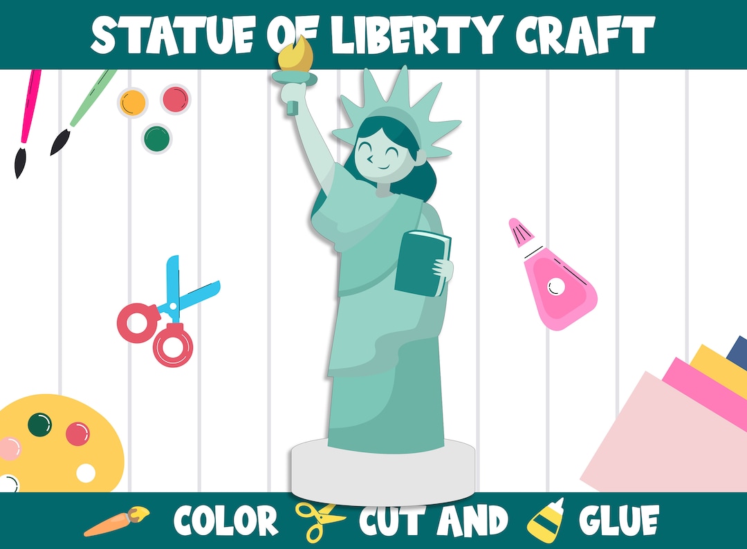 Statue of Liberty, Fourth of July Craft Activity - Color, Cut, and Glue ...