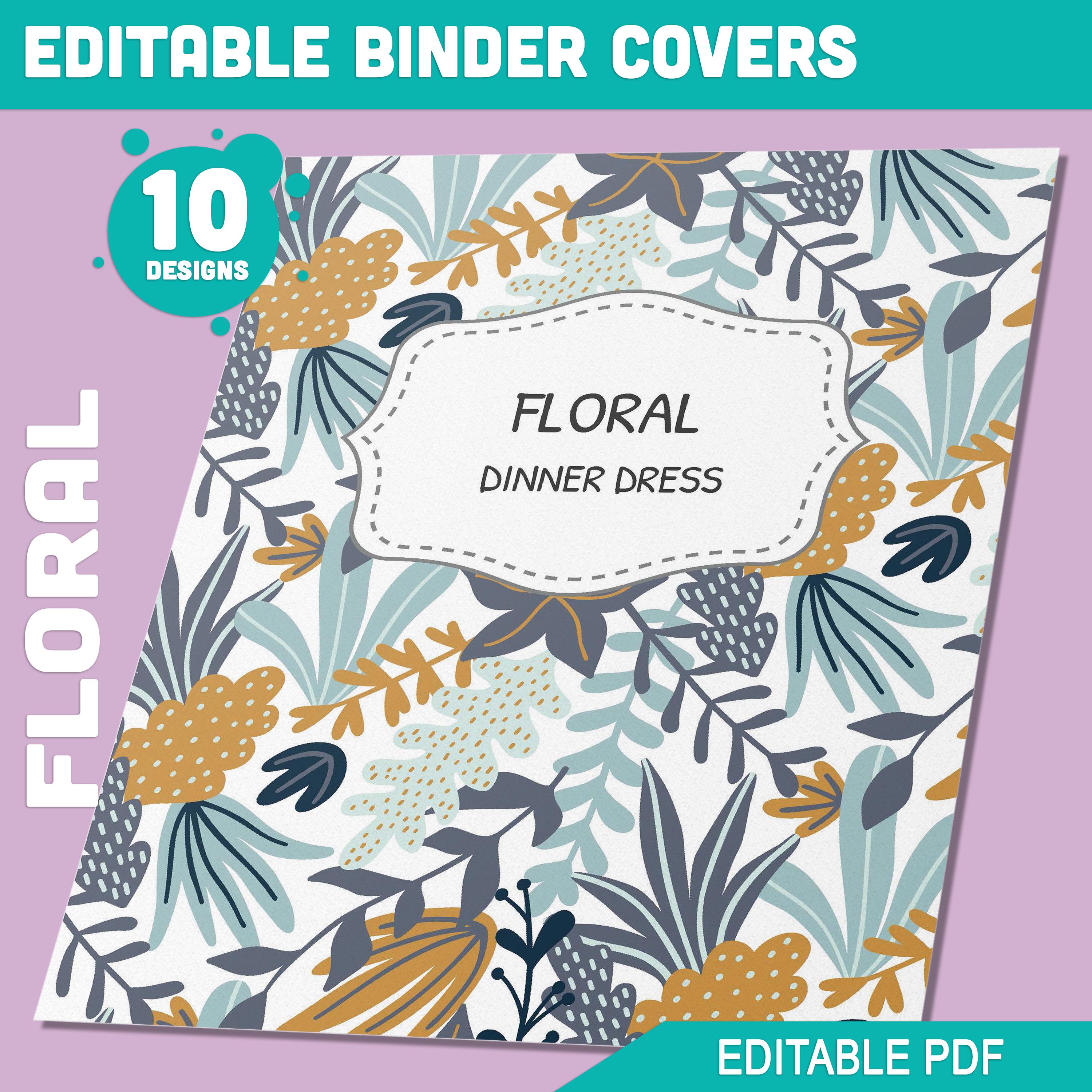 Floral Binder Cover, 10 Printable/editable Covers+spines, Binder Insert ...