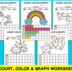 40 Count, Color & Graph Worksheets, Count and Graph Shapes Worksheets ...