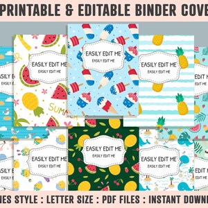 Summer Pattern Binder Cover, 10 Printable/editable Binder Covers ...
