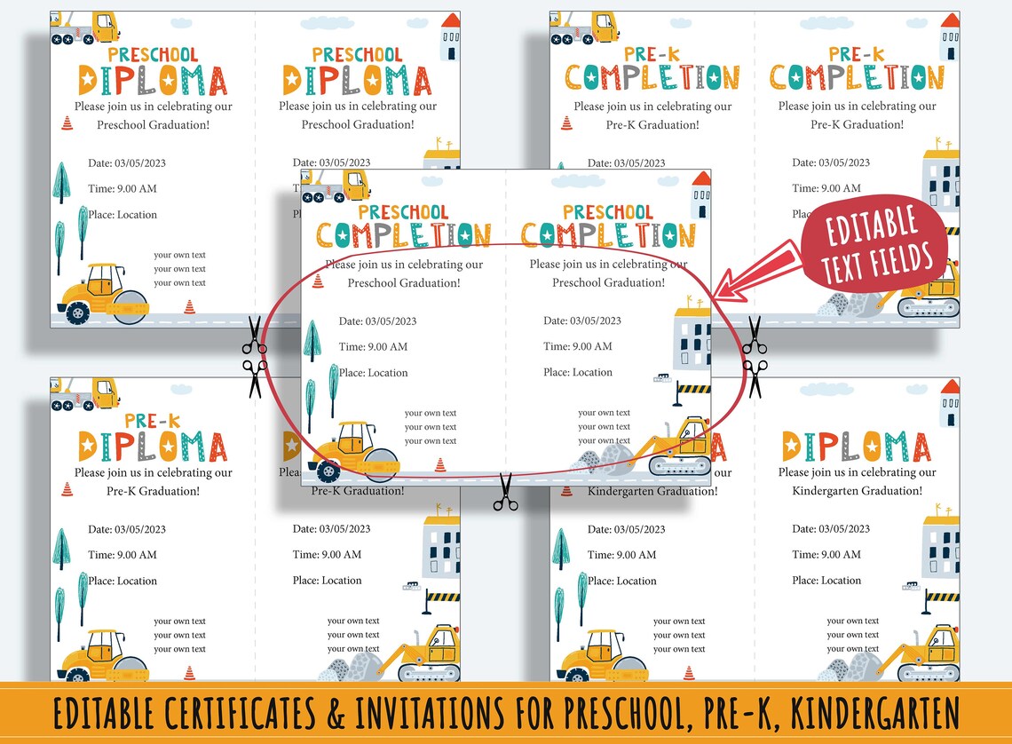 Constructing Success: 37 Editable Pages of Construction-themed Diplomas ...