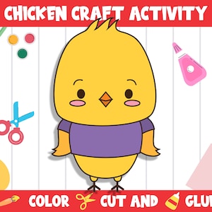 Cute Chicken Craft Activity - Color, Cut, and Glue for Prek to 2nd ...