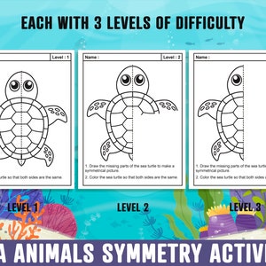 Sea Animals Symmetry Worksheet, Sea Animals Theme Lines of Symmetry ...