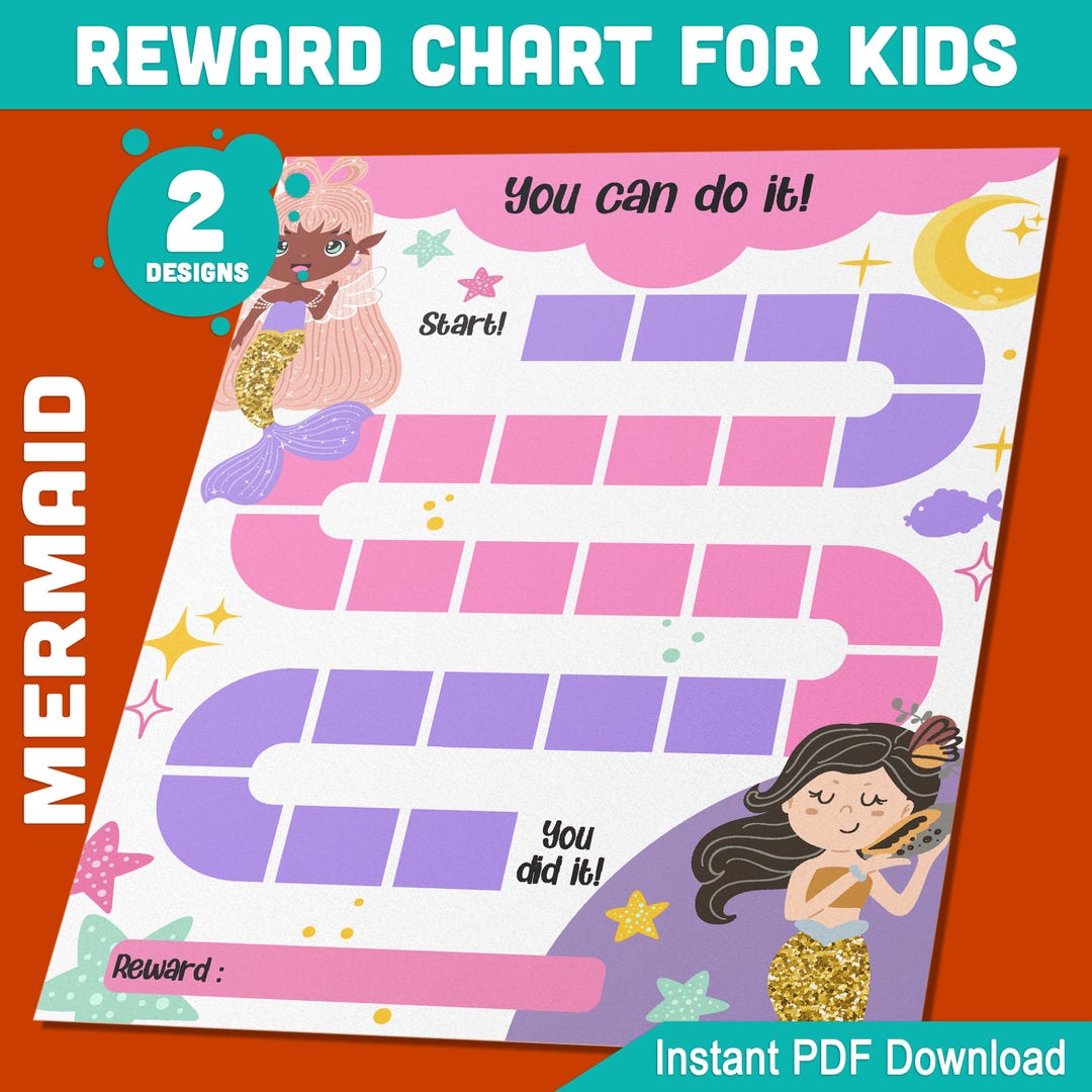Printable Cute Mermaid Reward Chart for Kids: Foster Positive Behavior ...