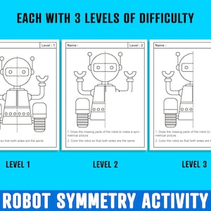 Robot Symmetry Worksheet, Robot Theme Lines of Symmetry Activity, 24 ...