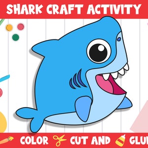 Cute Shark Craft Activity - Color, Cut, and Glue for Prek to 2nd Grade ...