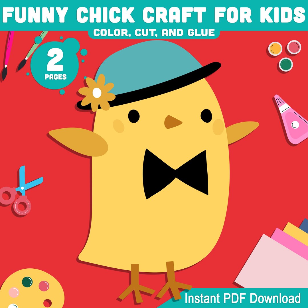 Funny Chick Craft for Kids: Creative DIY Art Activity With Color, Cut ...