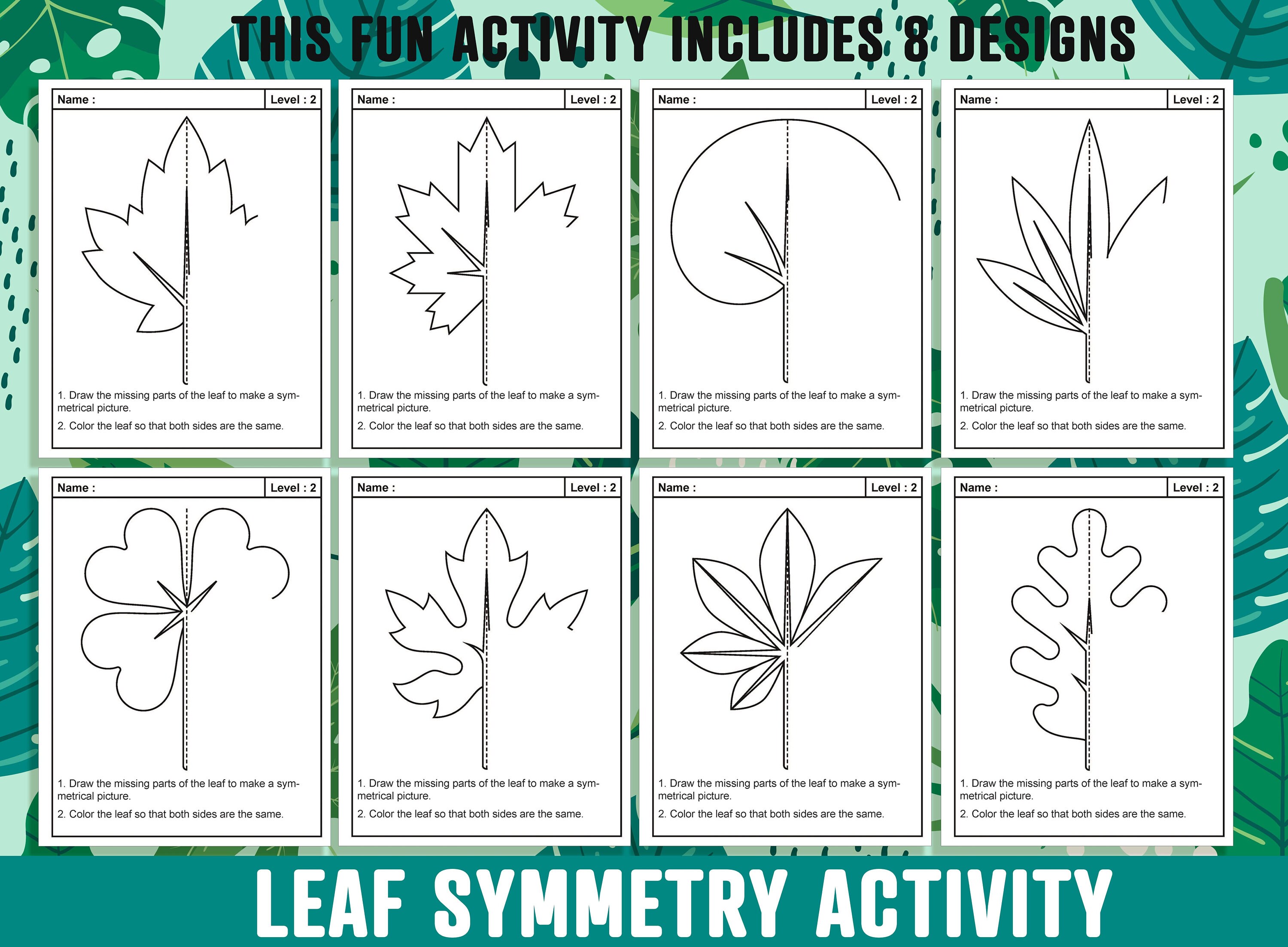 Leaf Symmetry Worksheet, Leaves Theme Lines of Symmetry Activity, 24 ...