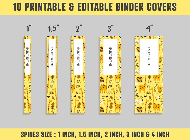 Binder Covers for School, 10 Printable & Editable Binder Coversspines ...