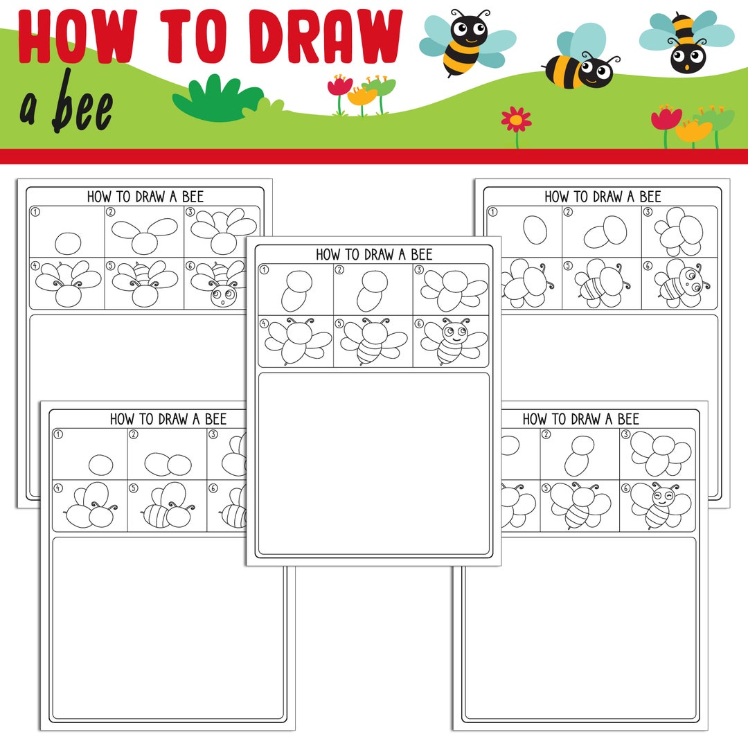 Learn How to Draw a Bee Easy: Directed Drawing Step by Step Tutorial ...