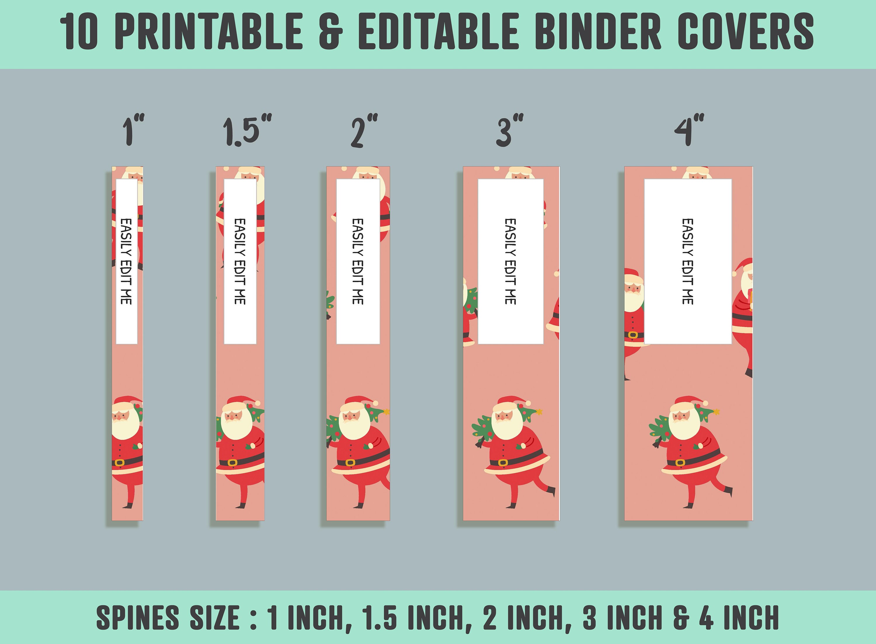 Santa Claus Christmas Winter Binder Cover, 10 Printable/editable Binder ...