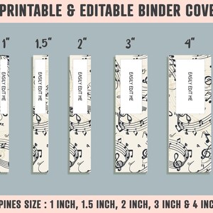 Musical Notes Binder Cover, 10 Printable/editable Covers+spines ...