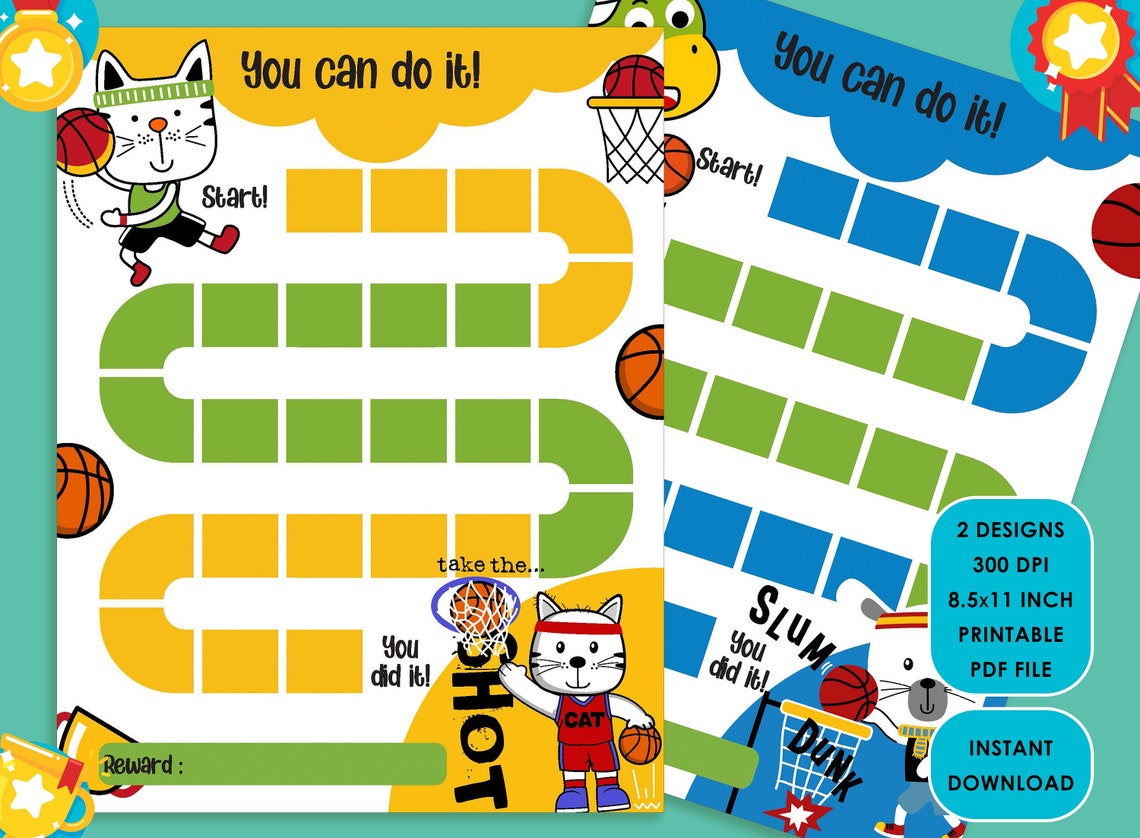 Printable Basketball Reward Chart for Kids, a Way of Guiding Children ...