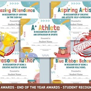 Class Awards Editable - End of the Year Awards - Student Recognition ...