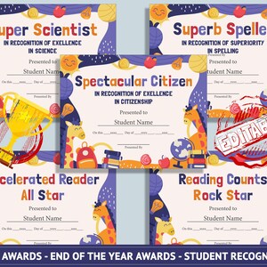 Editable Funny Classroom Awards, End of the Year Classroom Awards ...