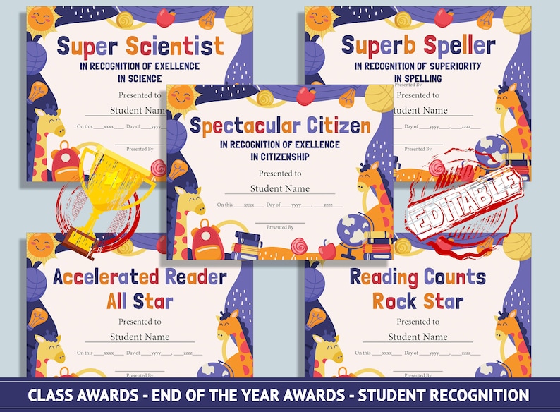 Editable Funny Classroom Awards, End of the Year Classroom Awards ...