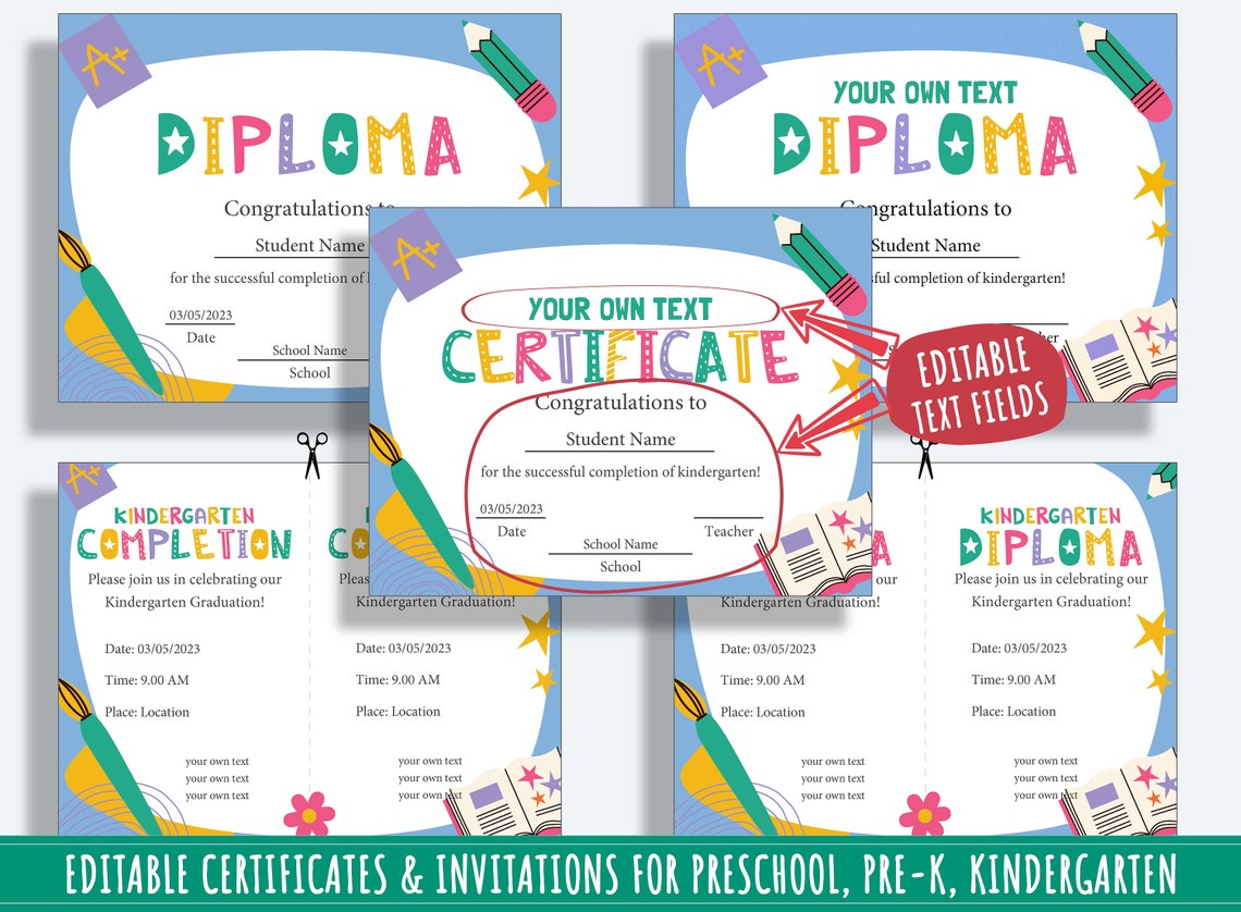 Preschool Certificate End of the Year, Editable Preschool Certificates ...