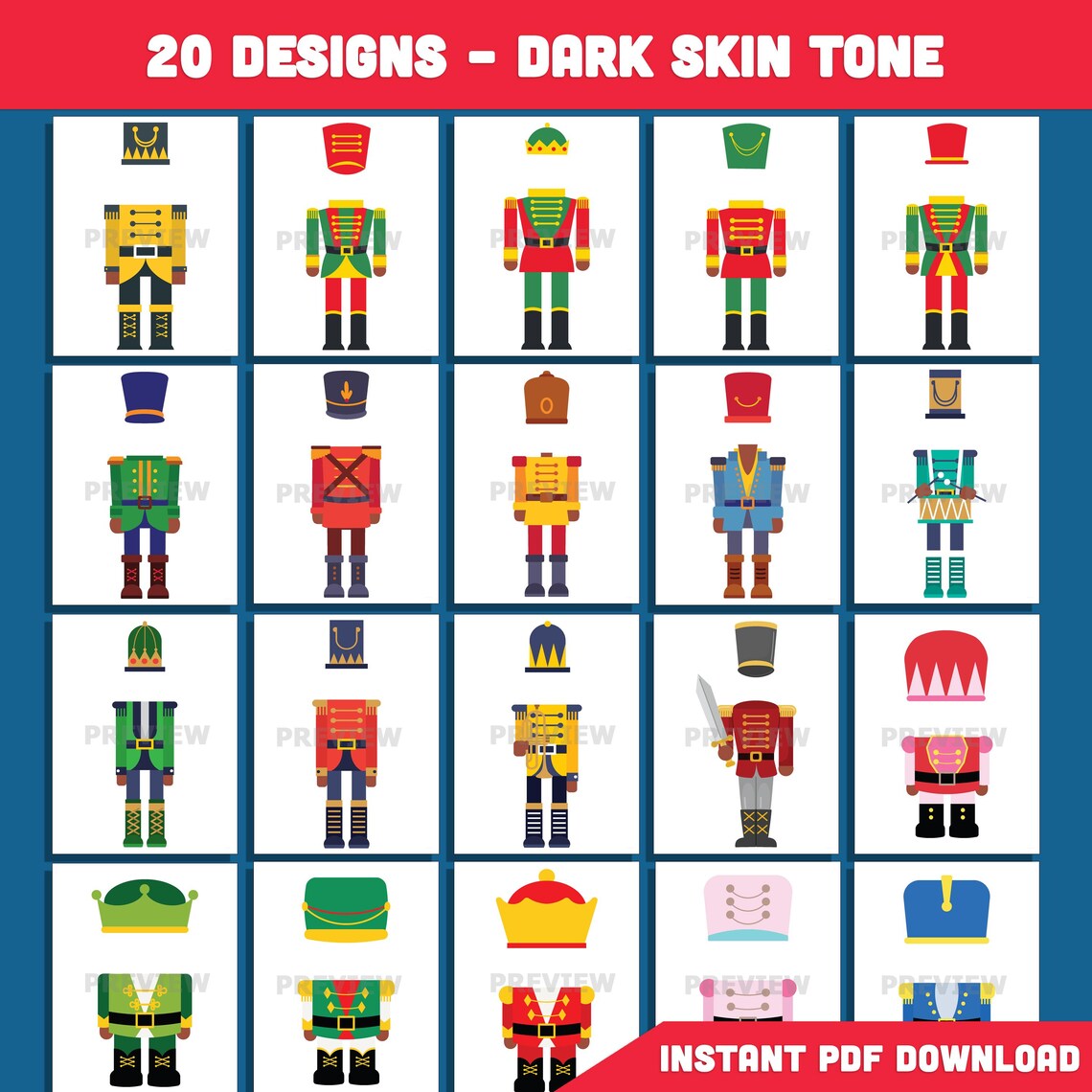 Printable Nutcracker Body Templates, 20 Christmas Add Your Own Face ...