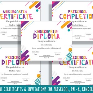 Editable Preschool Completion Certificates, End of the Year Diplomas ...