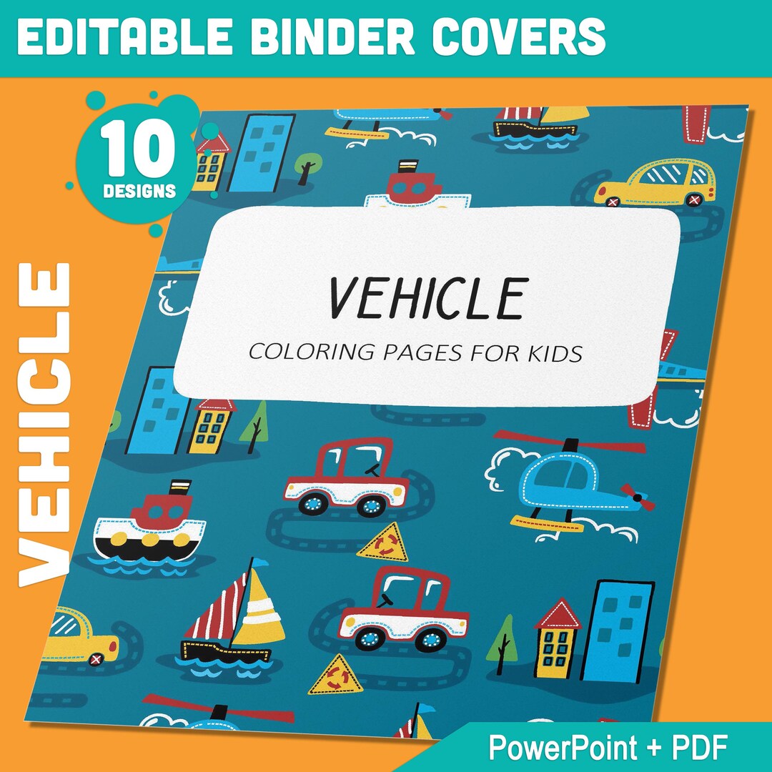 10 Editable Vehicle Binder Covers, Includes 1, 1.5, 2" Spines ...