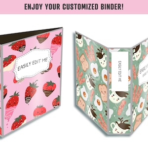 Food Binder Cover, 10 Printable & Editable Covers+spines Binder Insert ...