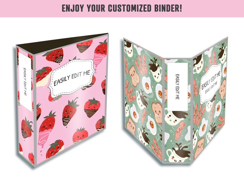 Food Binder Cover, 10 Printable & Editable Covers+spines Binder Insert ...