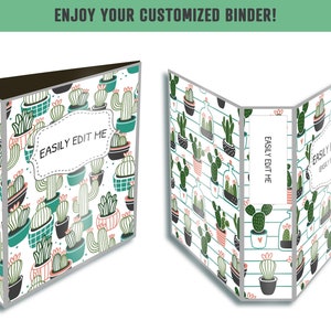Cactus Binder Cover, 10 Printable/editable Covers+spines, Binder Insert ...