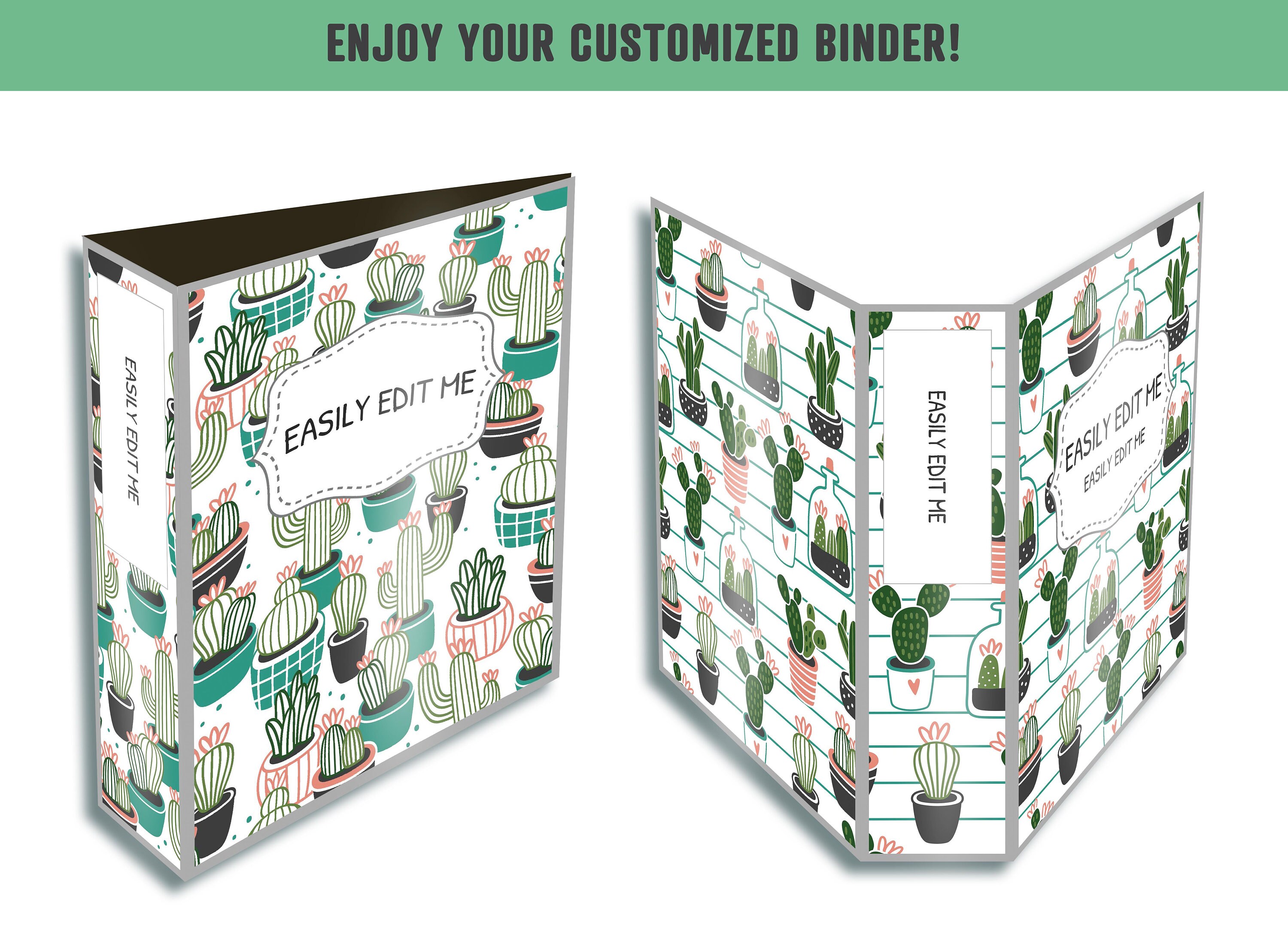 Cactus Binder Cover 10 Printable/editable Coversspines - Etsy