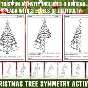 Christmas Tree Symmetry Worksheet, Christmas Trees Theme Lines of ...