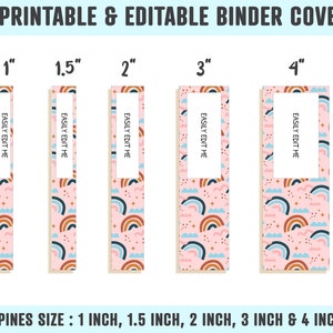 Rainbow Binder Cover, 10 Printable & Editable Binder Covers+spines ...