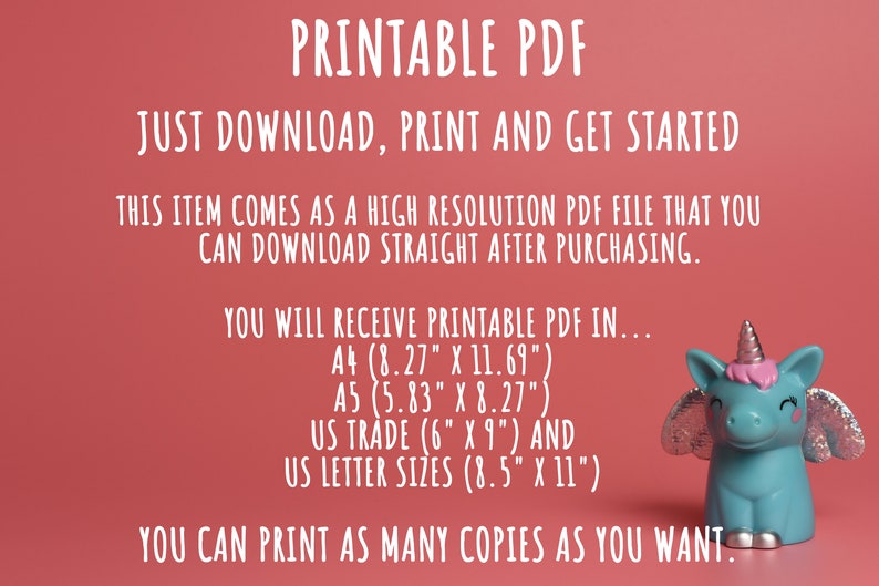 Unicorn Gratitude Journal for Kids/girls. Printable PDF in A4 - Etsy