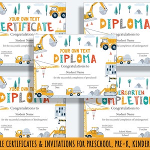 Constructing Success: 37 Editable Pages of Construction-themed Diplomas ...