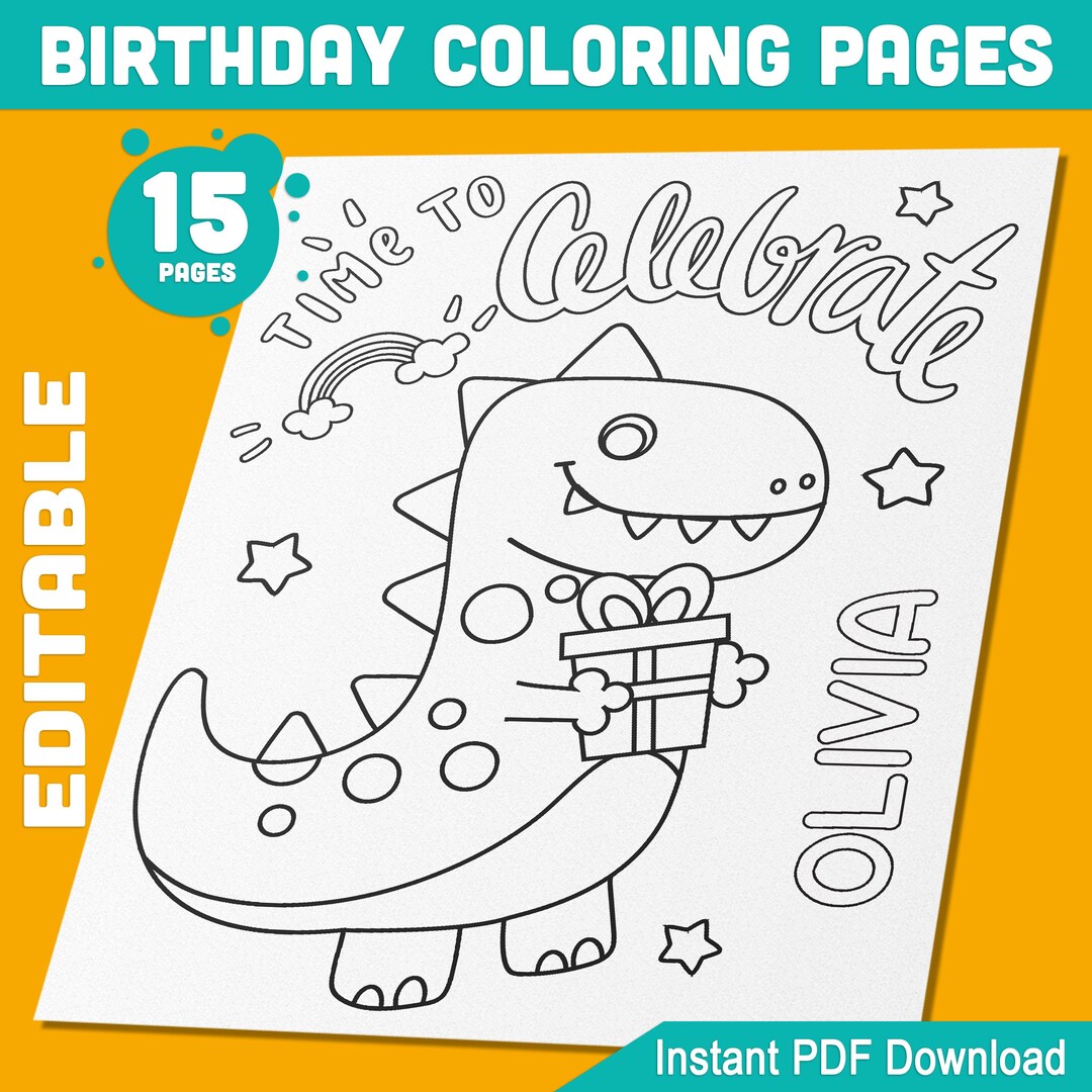 Animal-themed Birthday Party Coloring Pages: 15 Editable and Fun ...