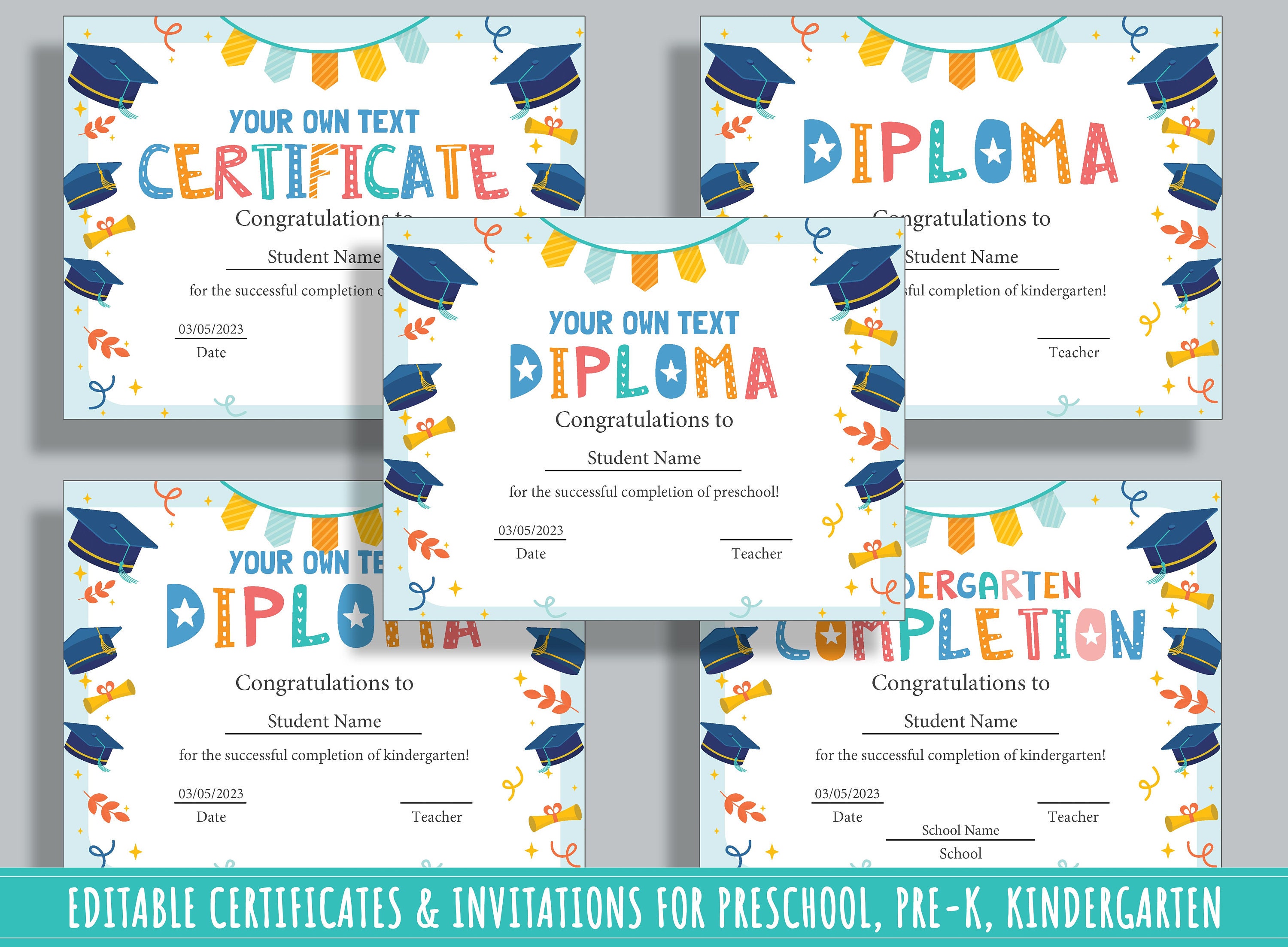 Kids' Fun Certificate and Invitation Collection: 37 Editable Pages for ...