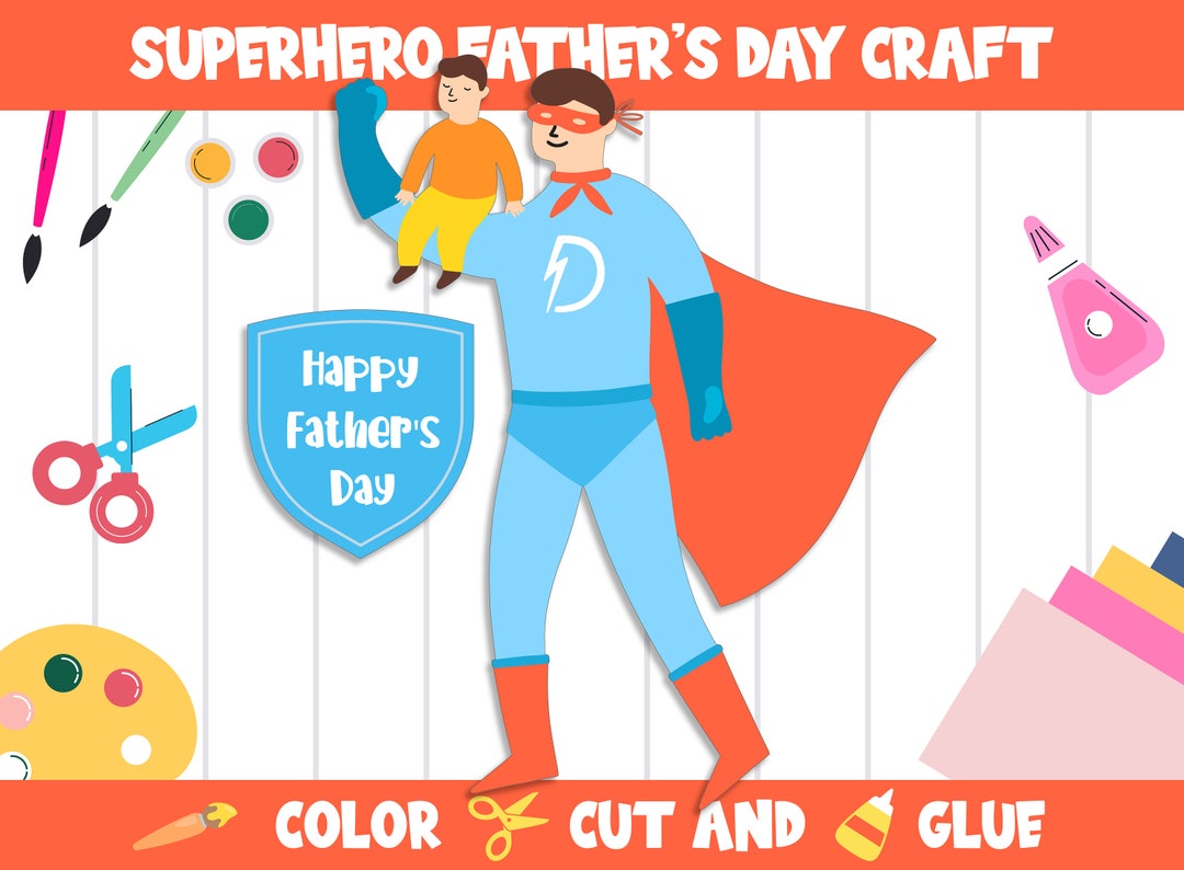 Superhero Father's Day Craft Activity - Color, Cut, and Glue for Prek ...