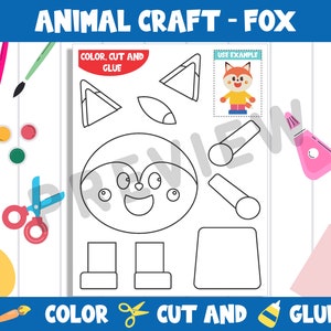 Animal Craft Activity - Fox : Color, Cut, and Glue for Prek to 2nd ...
