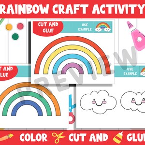 Cute Rainbow Craft Activity - Color, Cut, and Glue for Prek to 2nd ...
