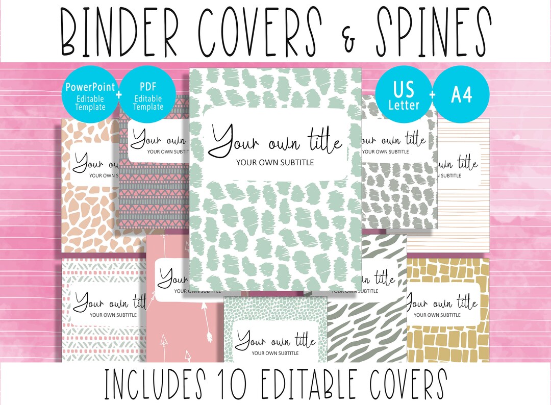 10 Editable Binder Covers, Includes 1, 1.5, 2 Spines, Book Covers Pack ...